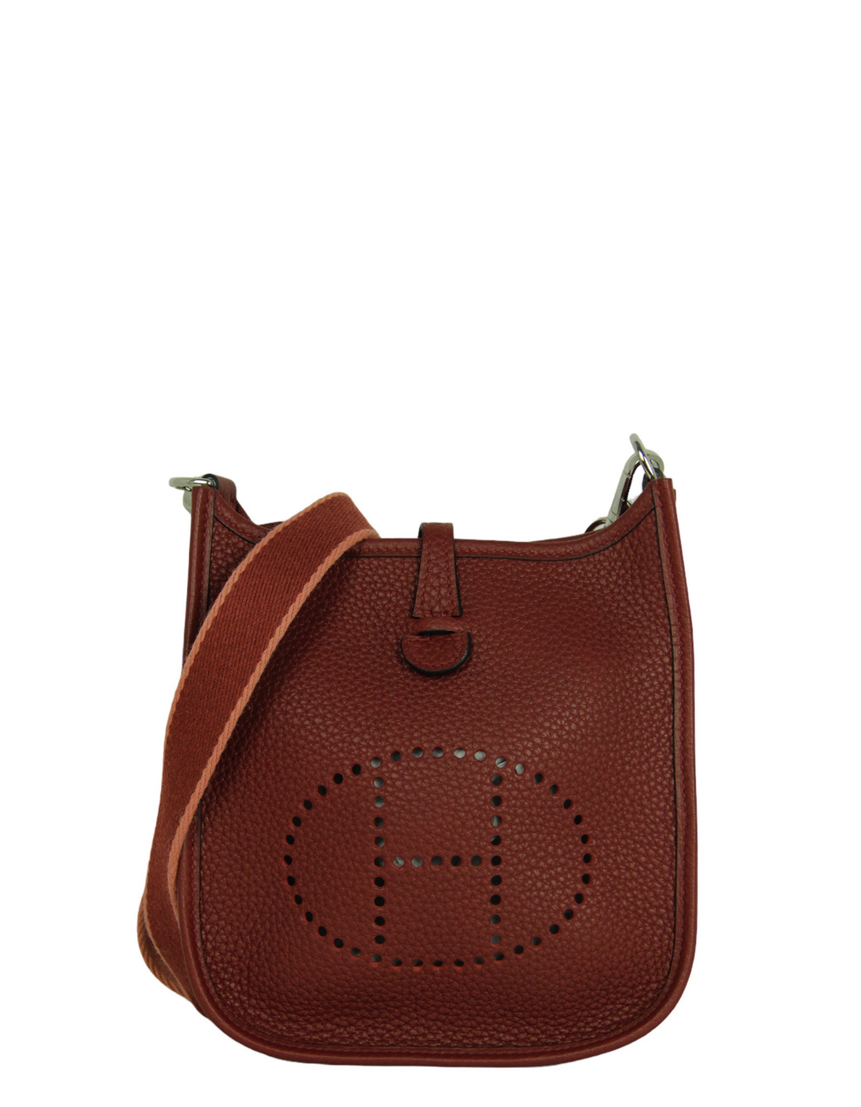 Hermes Dark Red Taurillon Clemence Leather Evelyne TPM Crossbody Bag ...