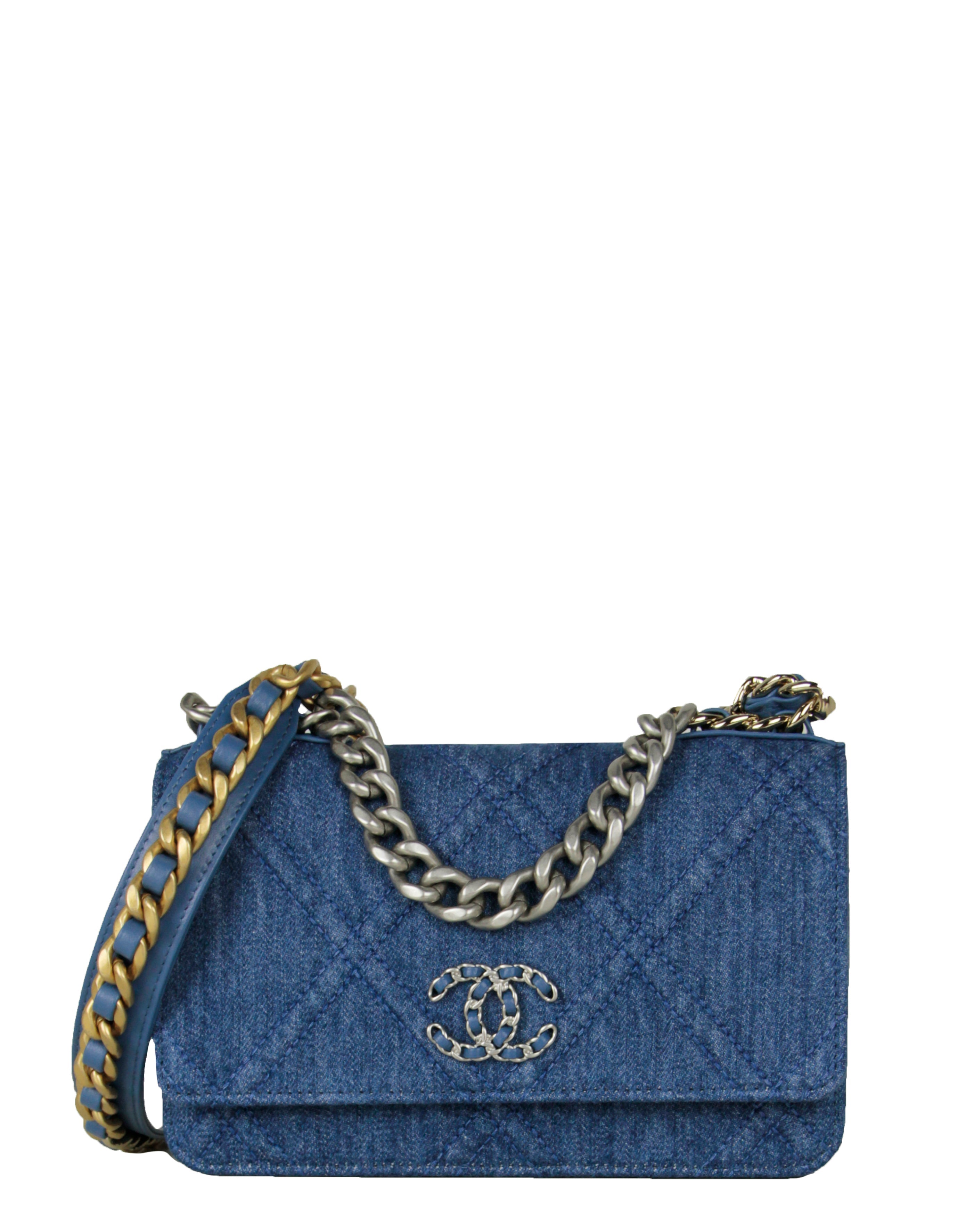 Chanel 2022 Denim Quilted 19 Wallet On Chain WOC Crossbody Bag – ASC Resale