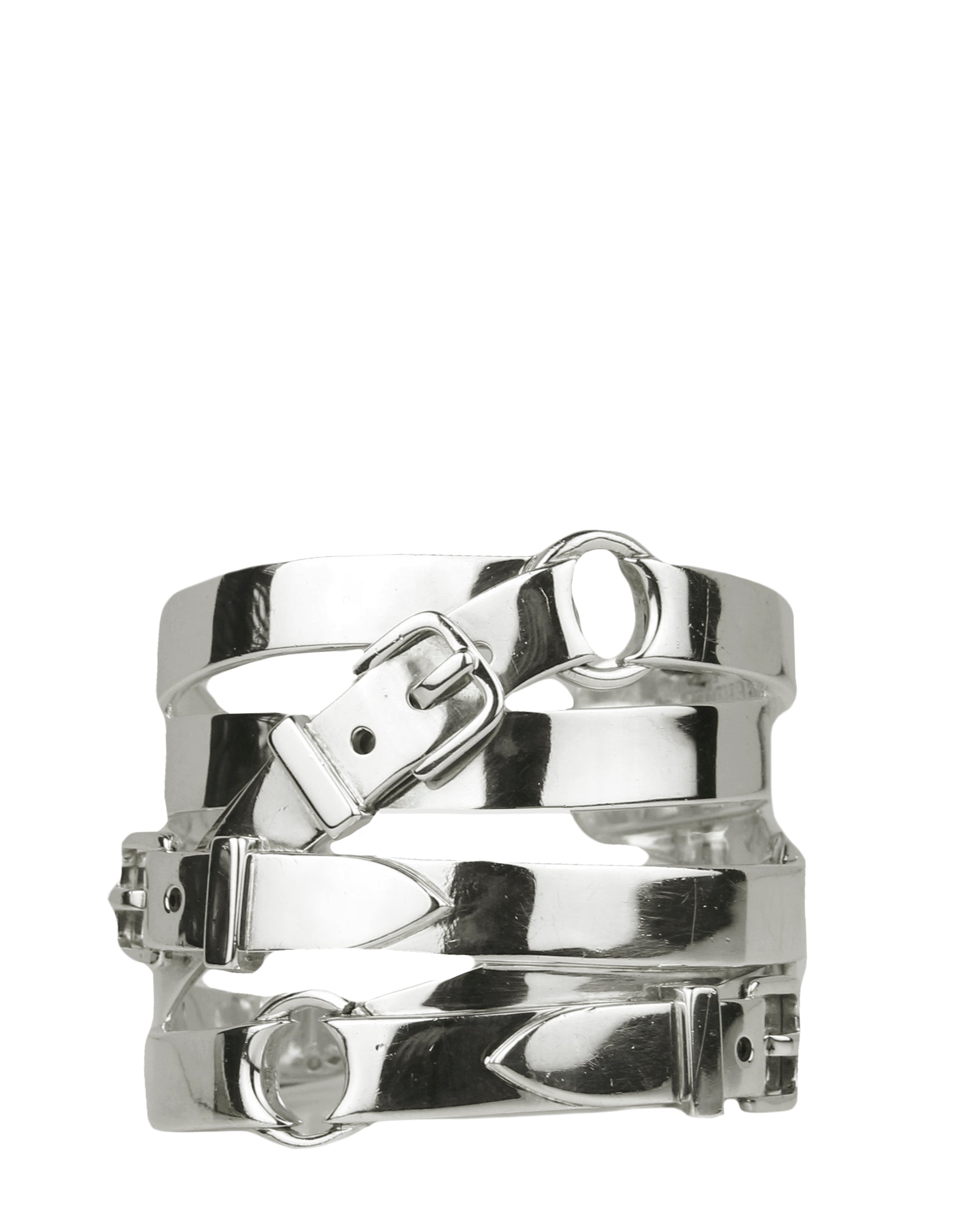 Hermes Sterling Silver Strappy Buckle Wide Cuff Bracelet sz SH – ASC Resale