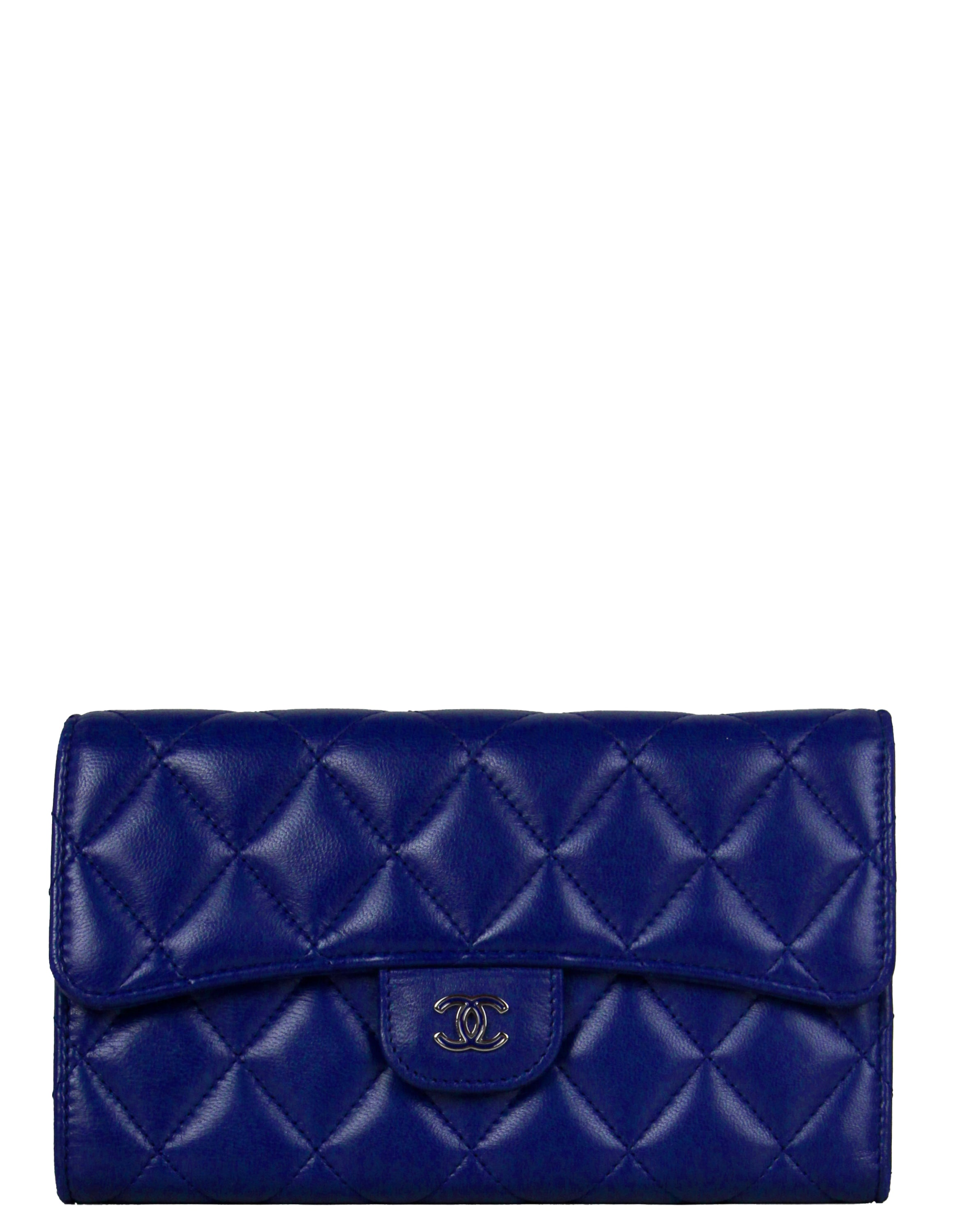 Chanel Blue Lambskin Quilted Large Gusset Flap Wallet – ASC Resale